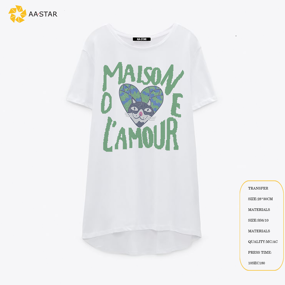 Cartoon cat rhinestone hotfix heat transfer glass clothing decoration