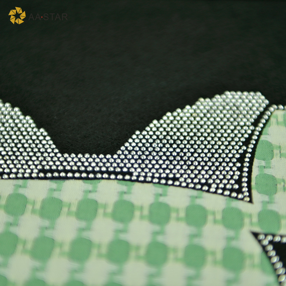 Green rhinestone heat transfer printing design for fabric