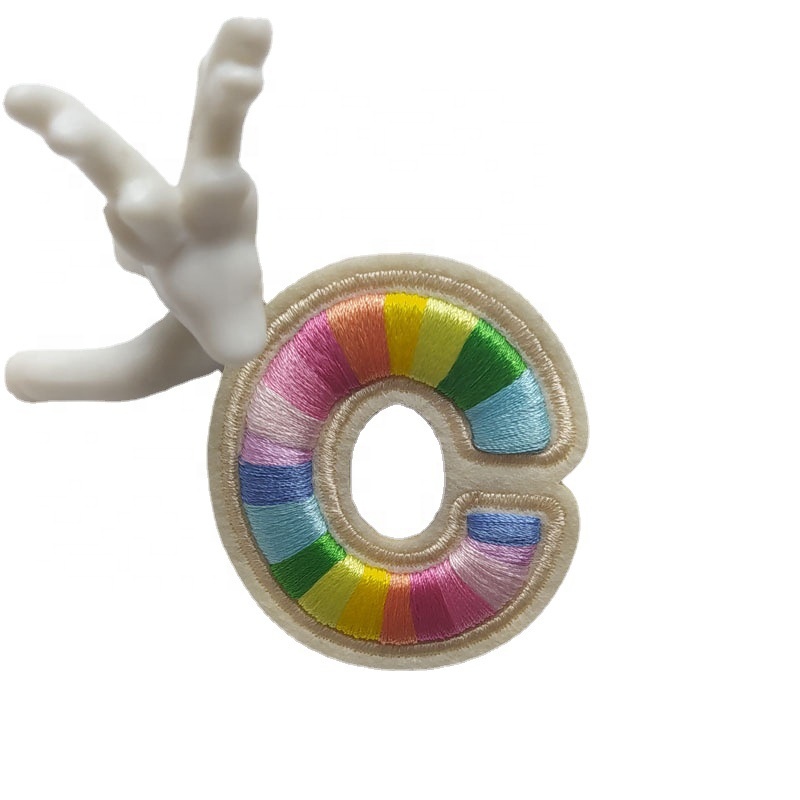Custom colorful A-Z letter embroidered patch 3d iron on