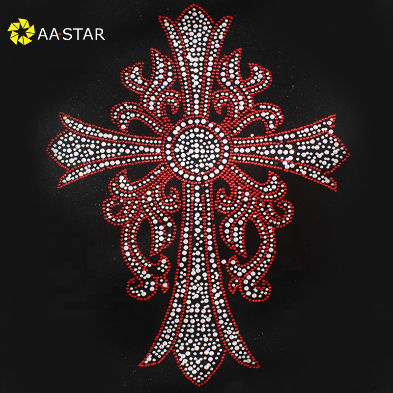 Sparkle hot fix rhinestone iron on transfer cross motif