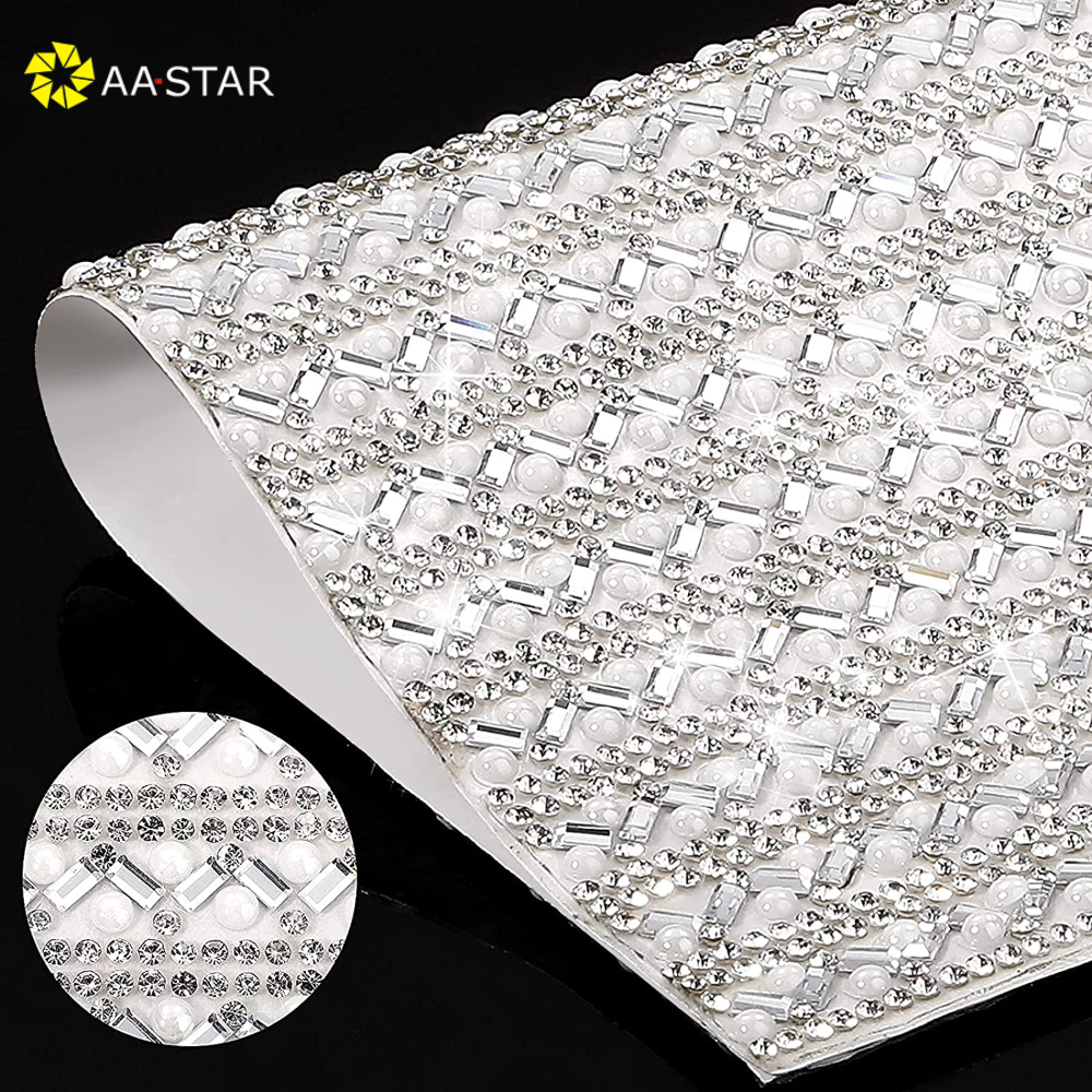 Glitter glass rhinestone sheet hot fix for dress