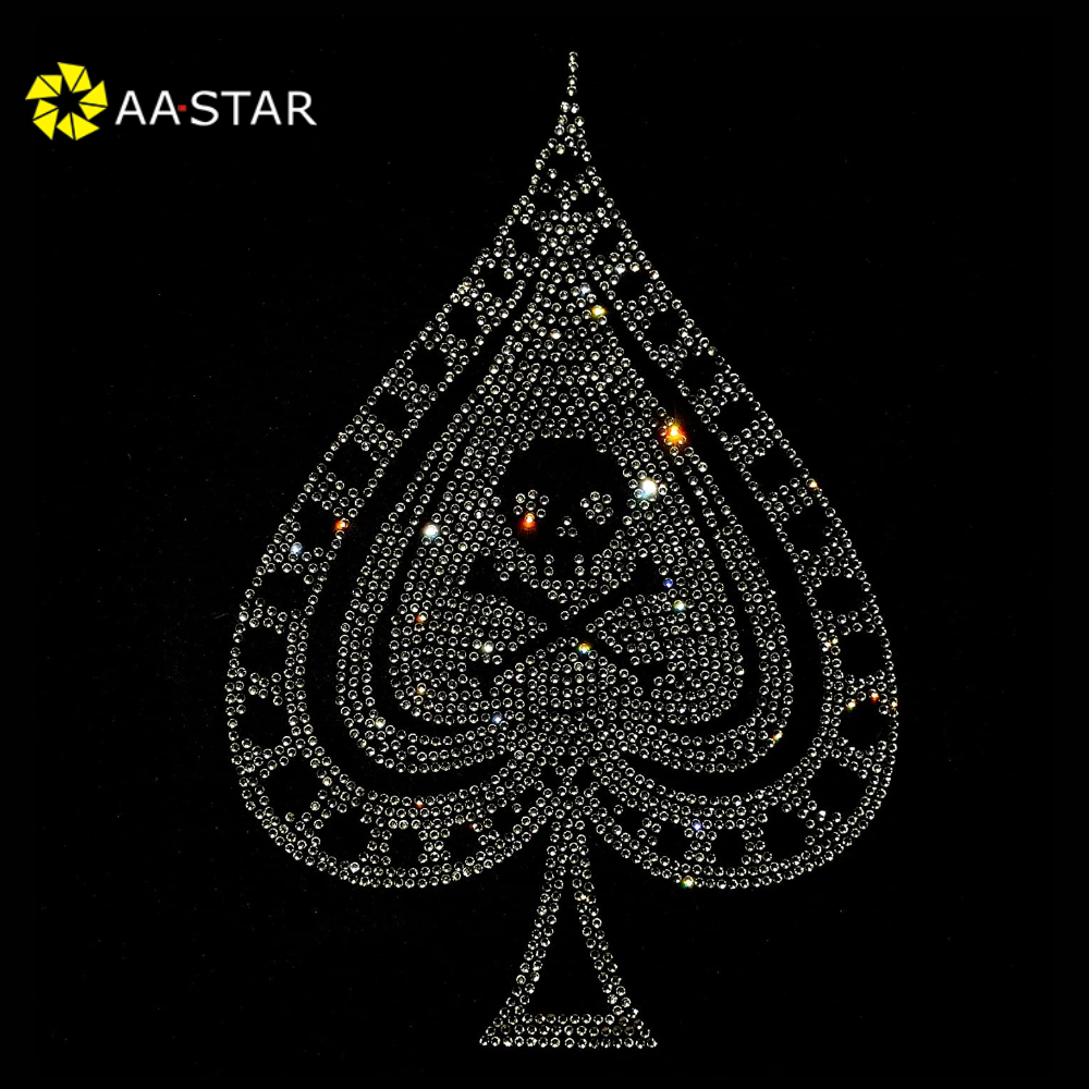 Custom skull luxury rhinestone heat transfer patches for clothing