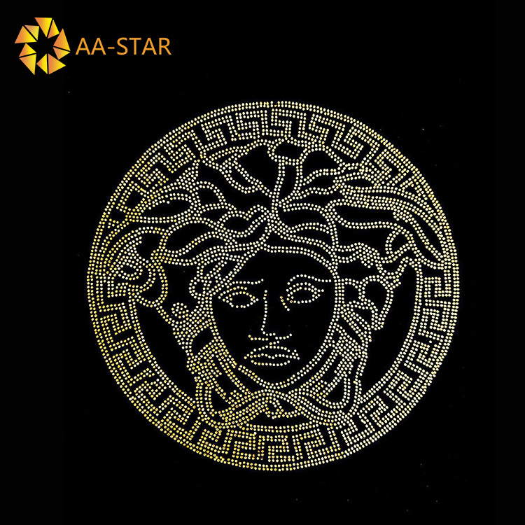 Custom logo bling iron on rhinestone hot fix transfer heat