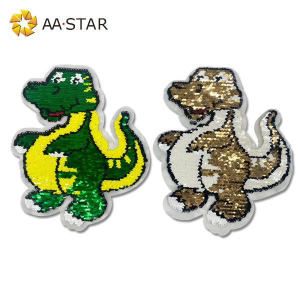 Crocodile iron on reversible sequin glitter applique patches