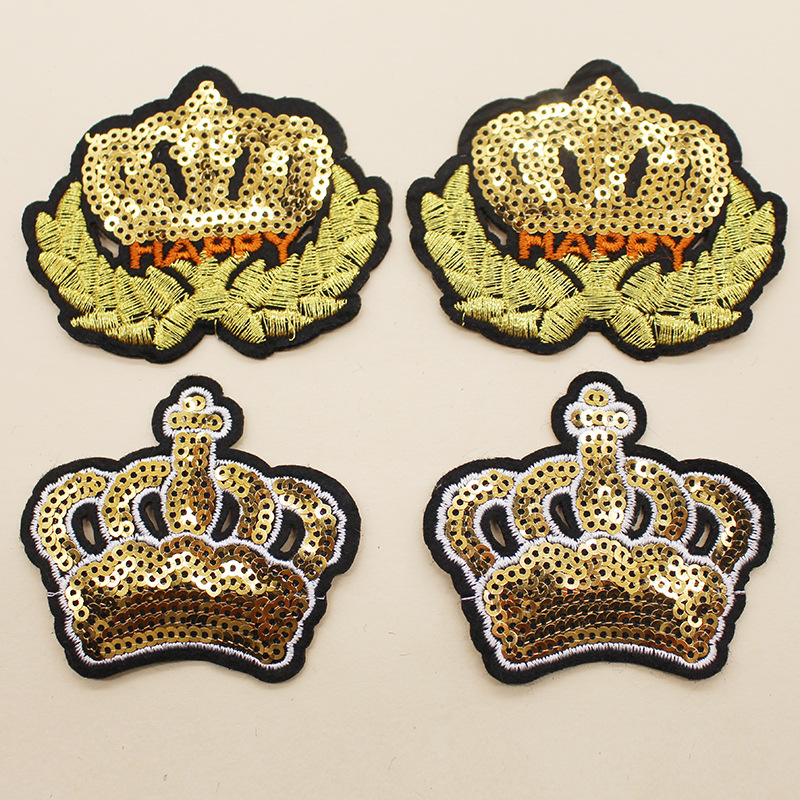Wholesale crown sequin clothing patches custom