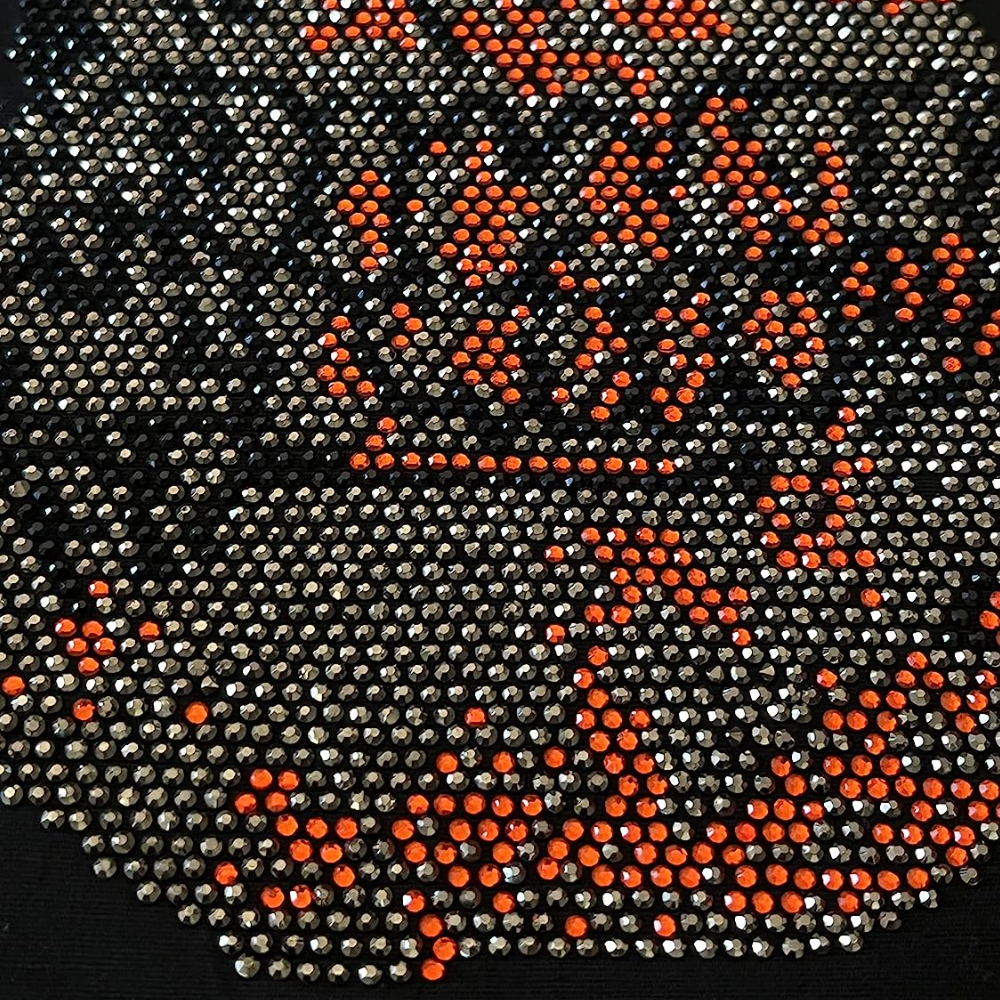 Custom Large Rhinestone Heat Transfer Iron On Skull Design