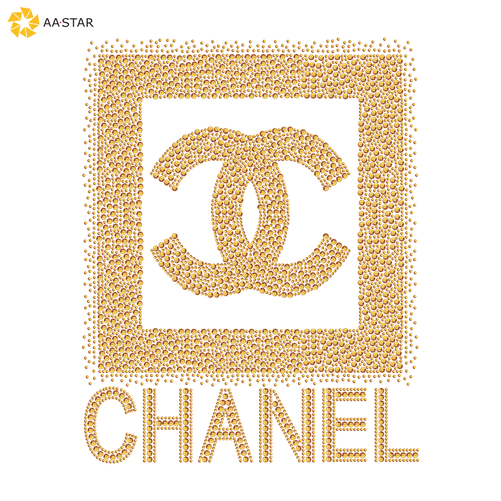 Brand logo Chanel rhinestone iron on heat transfer for clothing