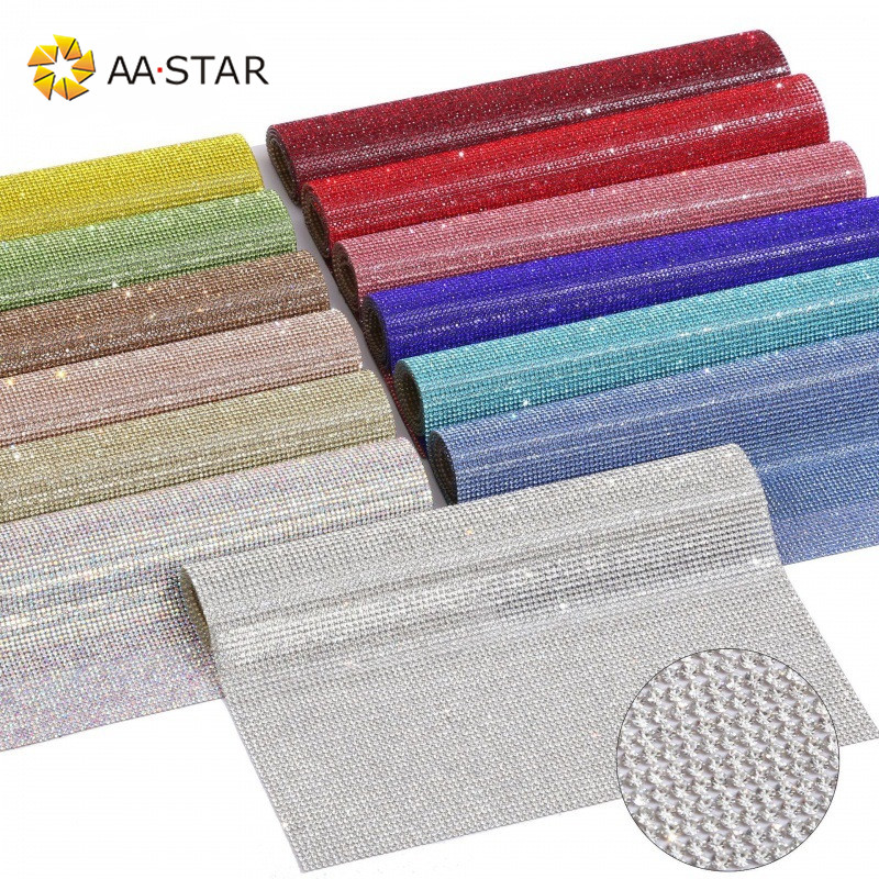 Customized colors hot melt glue hot fix iron rhinestone sheet