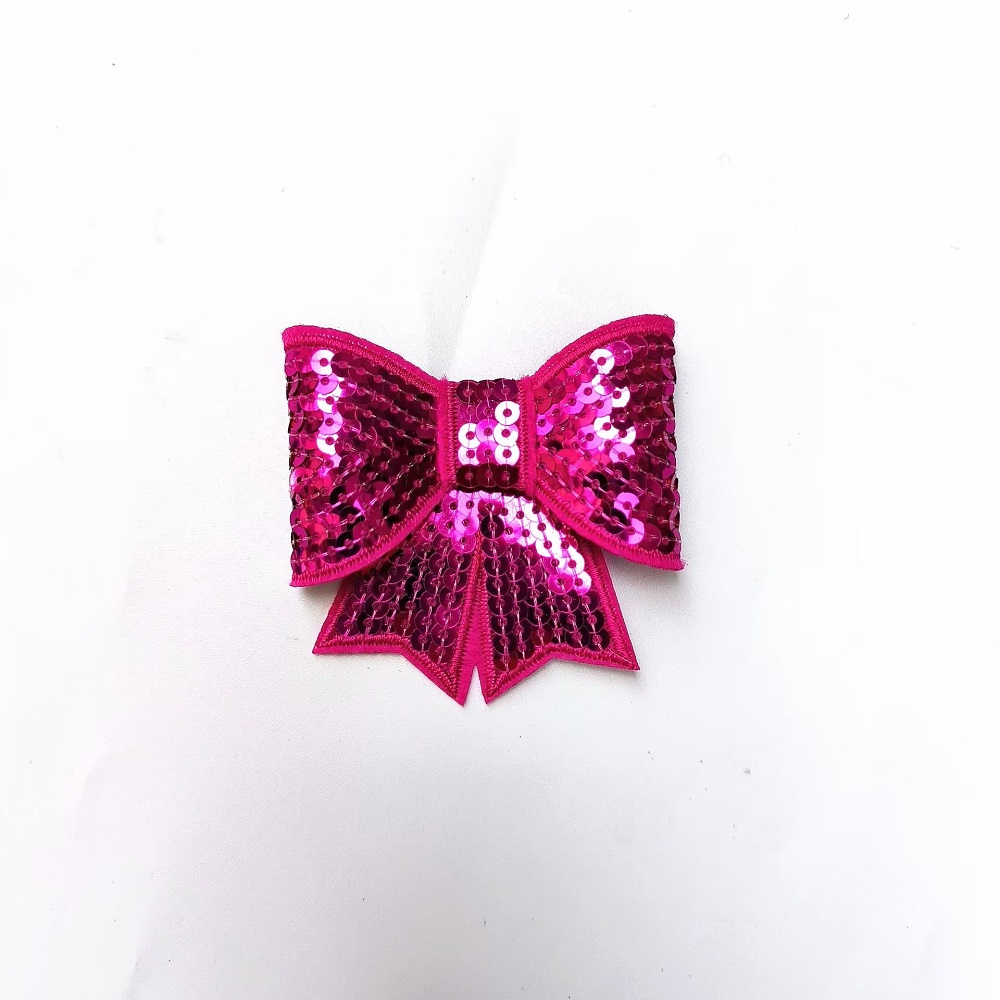 12 colors small size bow sequin patches motifs for clothing