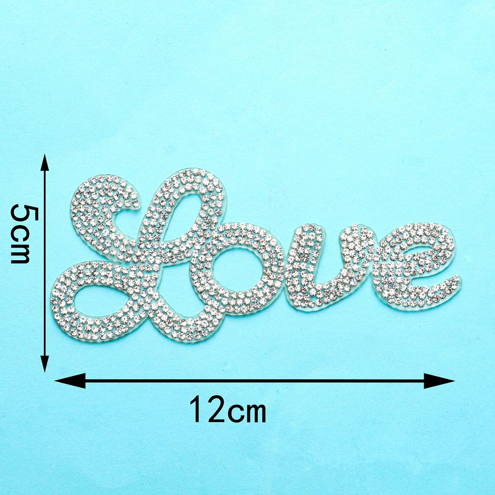 Custom rhinestone word iron on self adhesive patch letters