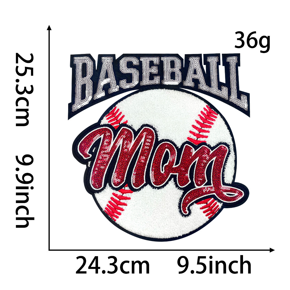 Custom baseball letters sequin patch for garment