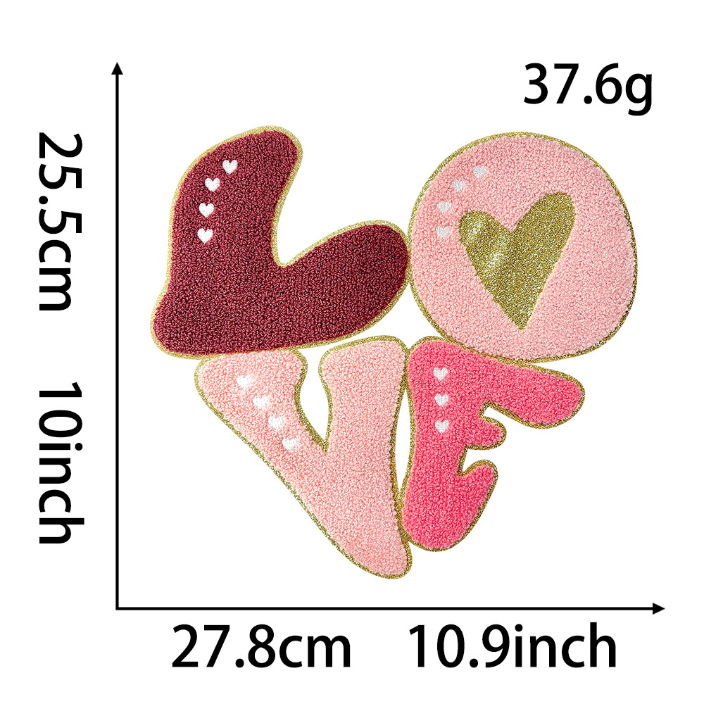 Large towelling valentine embroidered patch badges