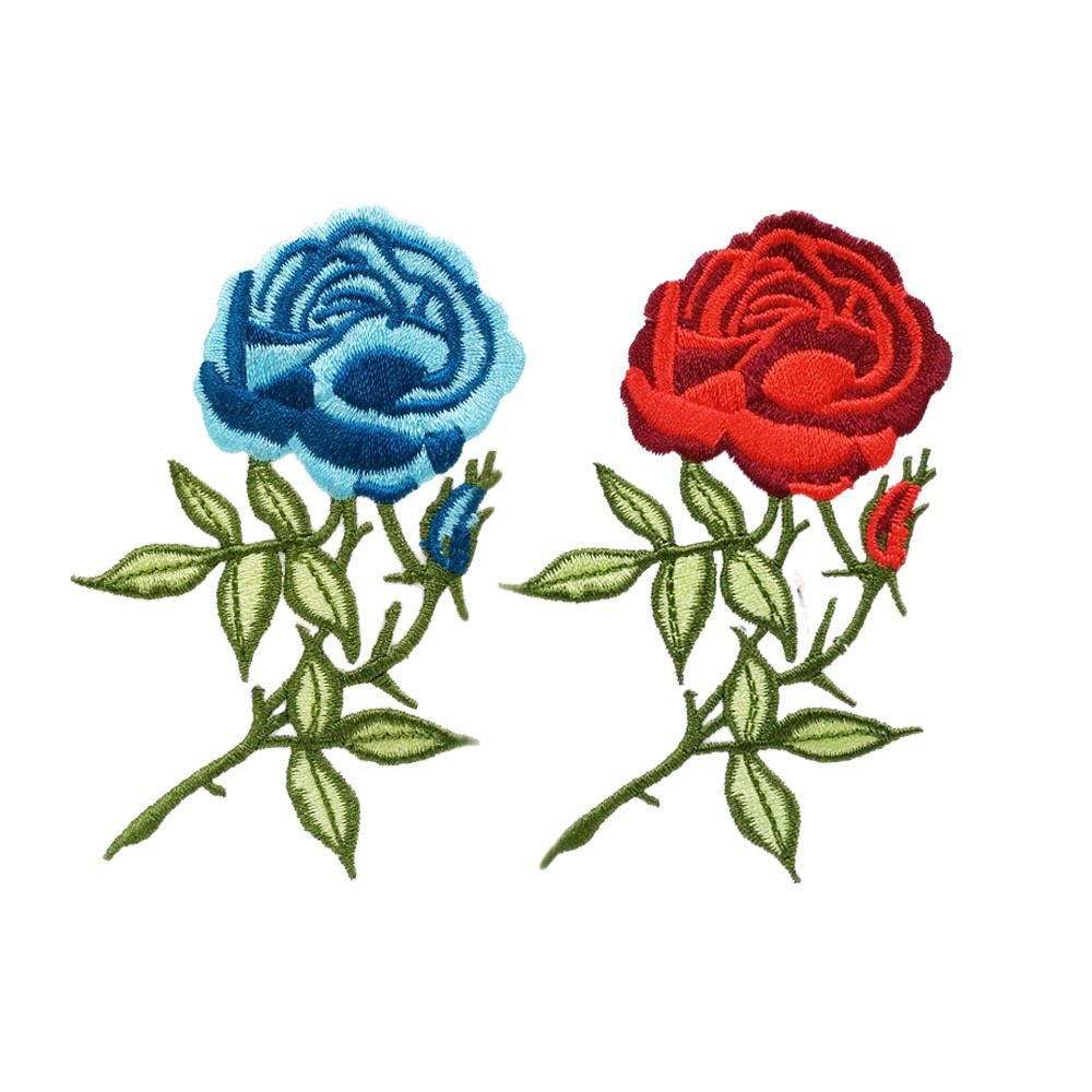 Wholesale sew on embroidered rose patch for dress