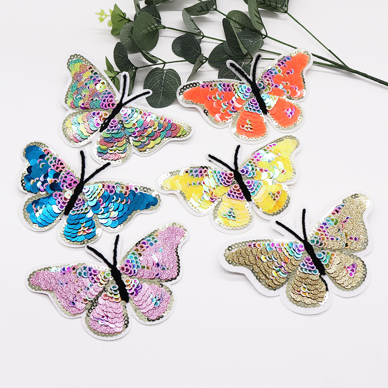 Colorful sequin butterfly designs patches sew on