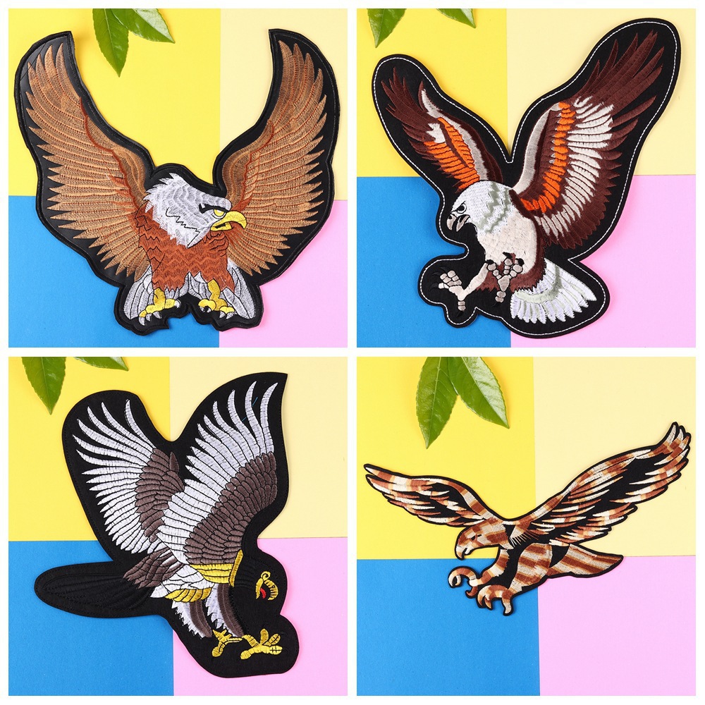 Custom eagles design embroidered patch for clothing