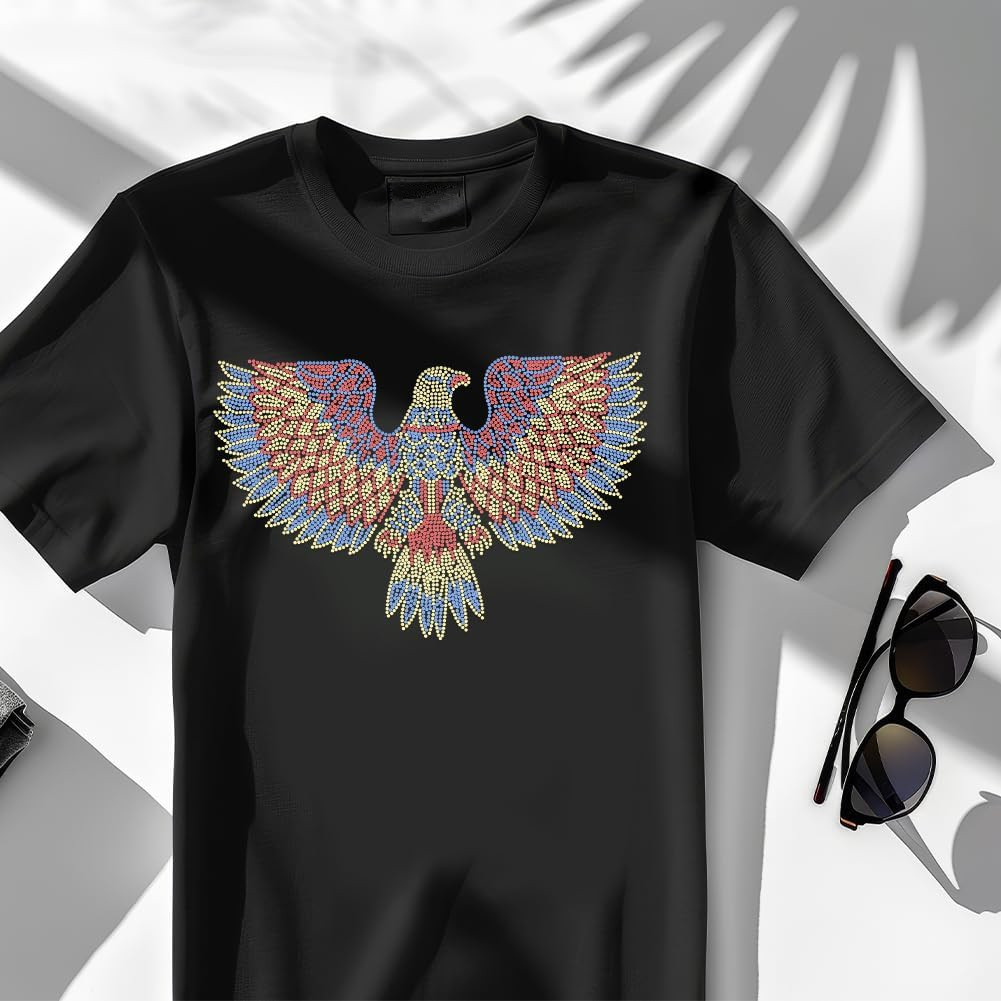 Colorful hot fix eagles rhinestones heat transfer