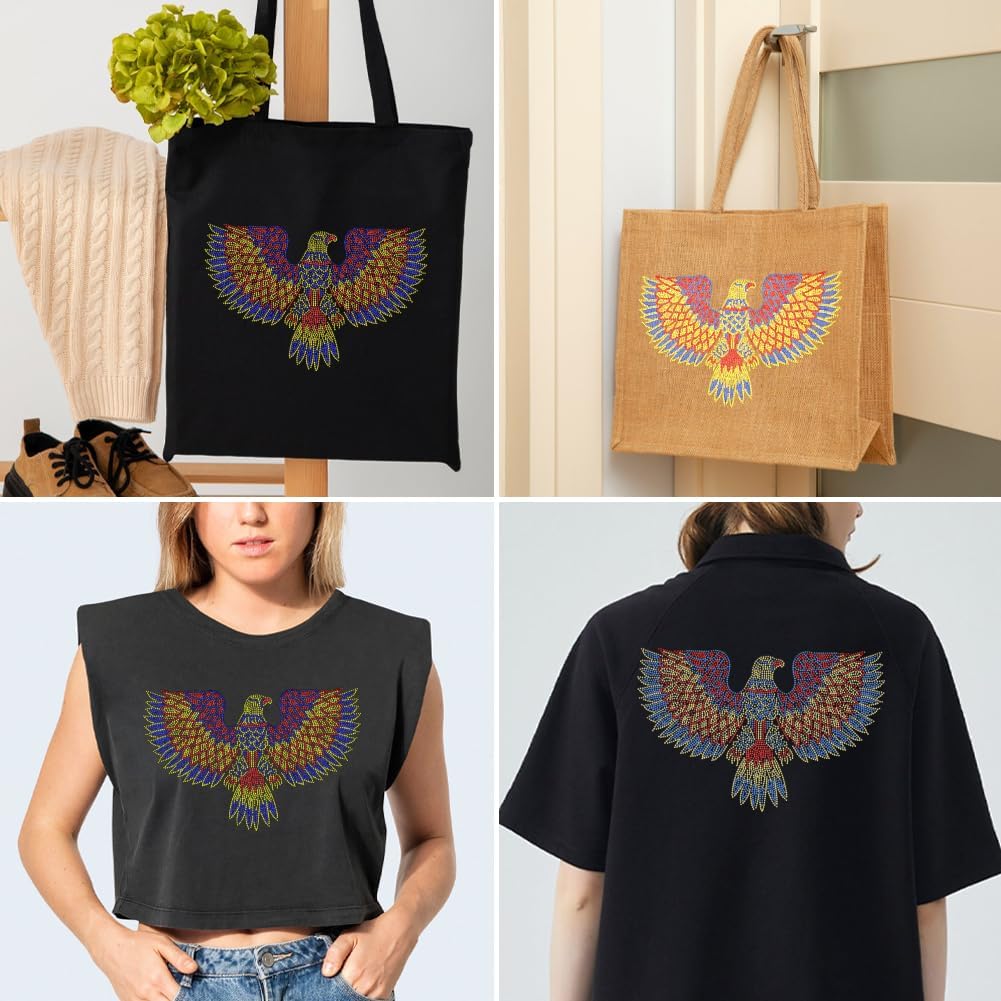 Colorful hot fix eagles rhinestones heat transfer
