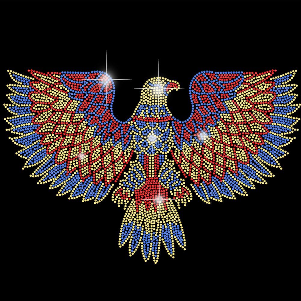 Colorful hot fix eagles rhinestones heat transfer