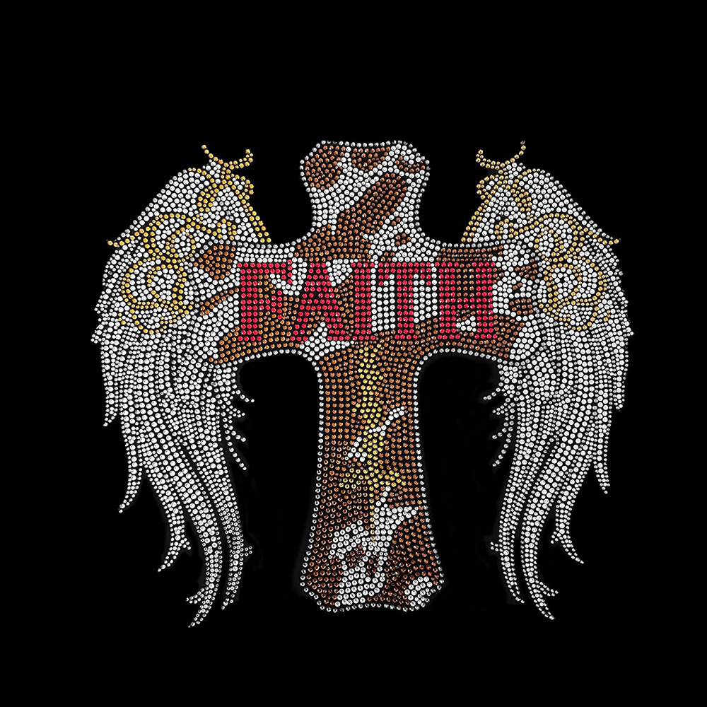 Bling hotfix faith cross rhinestone heat transfers sheet